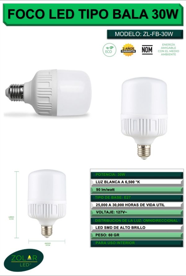 Foco Led tipo bala 50W 30 piezas - Lámparas Solares | Reflectores ...