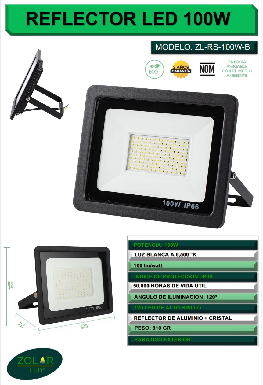Reflector de LED ZL-RS-100W-B - Lámparas Solares | Reflectores Solares ...